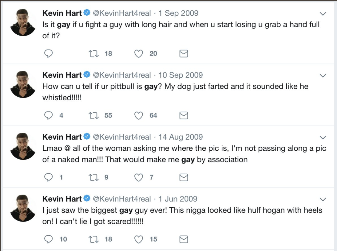 Here are Some of the Homophobic Tweets Kevin Hart has Been Deleting ...