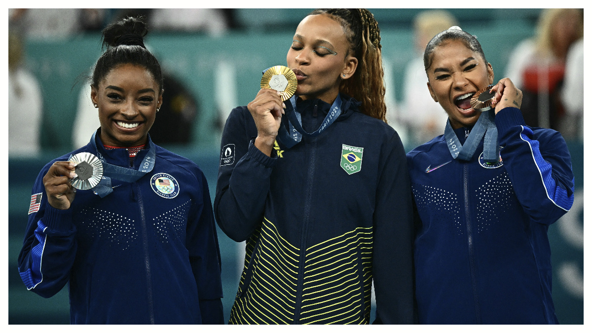 Simone Biles Celebrates 1st All-Black Olympic Gymnastics Podium
