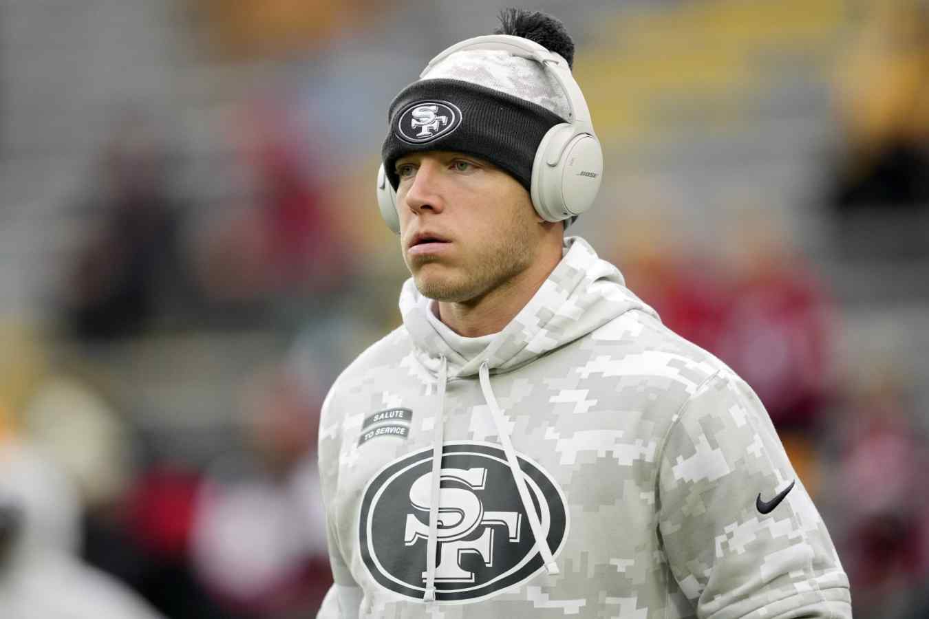 Christian McCaffrey works out with Atlanta Falcons' Bijan Robinson