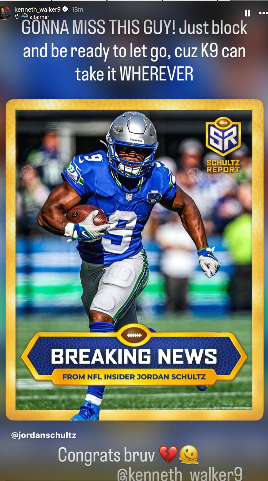 Kenneth Walker Chiefs Signing Sparks AJ Barner Reaction