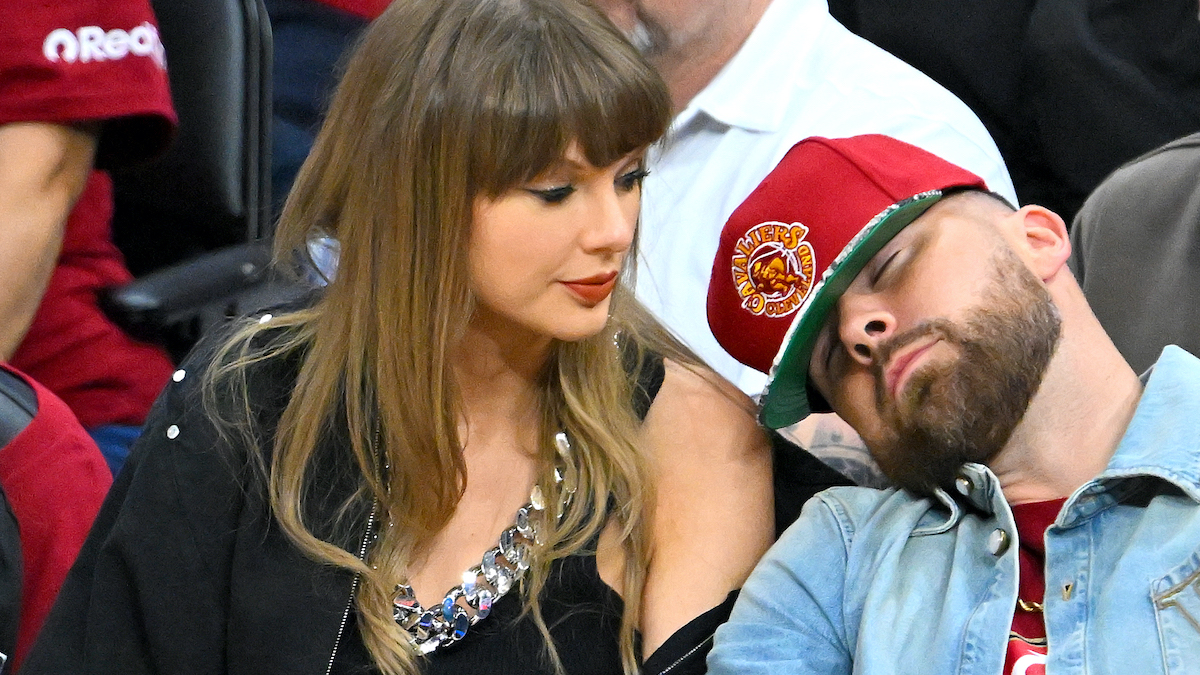 Taylor Swift Reacts as Travis Kelce Chugs Beer During Cavs Game
